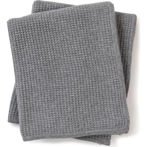 Sofia Cashmere Sienna Waffle Knit Cashmere Throw Blanket - Grey