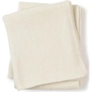 Sofia Cashmere Sienna Waffle Knit Cashmere Throw Blanket Ivory