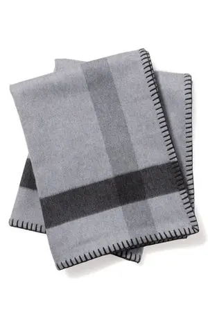 Sofia Cashmere Madrid Reversible Cashmere Throw Blanket - Grey Charcoal