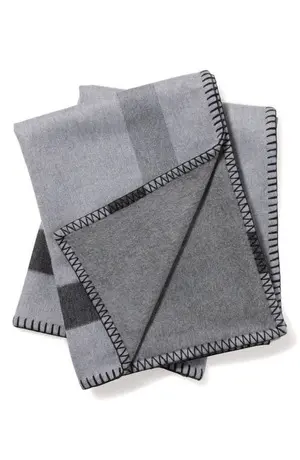 Sofia Cashmere Madrid Reversible Cashmere Throw Blanket - Grey Charcoal