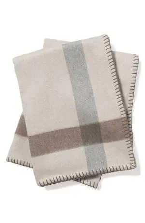 Sofia Cashmere Madrid Reversible Cashmere Throw Blanket Oatmeal
