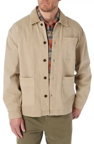 FAIR HARBOR Seaport Stretch Cotton Blend Chore Jacket - Khaki