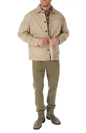 FAIR HARBOR Seaport Stretch Cotton Blend Chore Jacket - Khaki