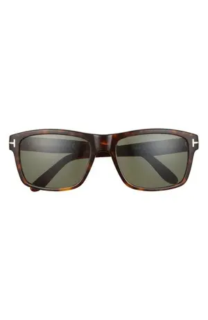 TOM FORD Rectangular Sunglasses - Dark Havana /green