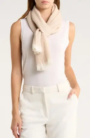 Nordstrom Lightweight Wool & Cashmere Wrap - Beige- White