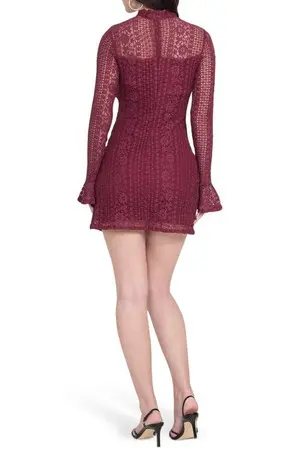 Guess Jamala Lace Mini Dress - Burgundy
