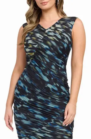 Guess Everly Sleeveless Ruched Mesh Minidress