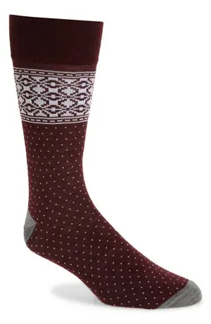 Nordstrom Fair Isle Wool-blend Socks - Burgundy