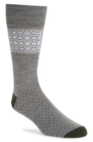 Nordstrom Fair Isle Wool-blend Socks - Heather Grey