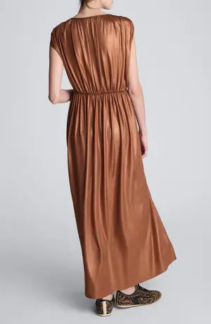 KENNETH COLE Gathered Metallic Maxi Dress