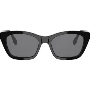 Fendi Forever 54mm Rectangular Sunglasses Shiny Black/smoke