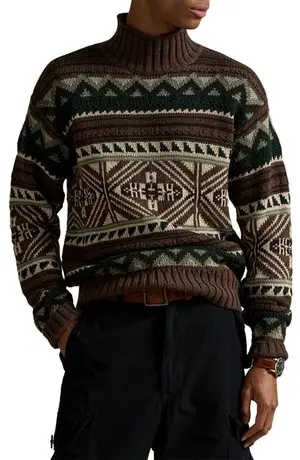 Polo Ralph Lauren Geometric Cotton-blend Turtleneck Sweater
