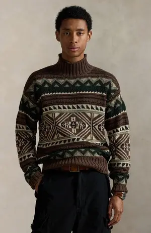 Polo Ralph Lauren Geometric Cotton-blend Turtleneck Sweater