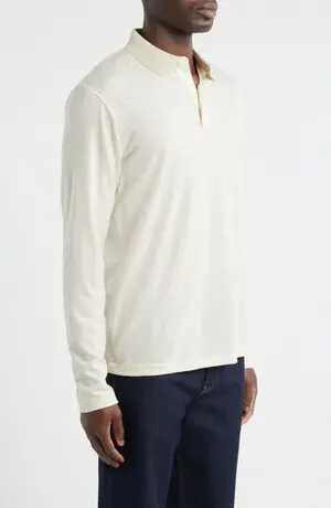 BOSS Pado 110 Long Sleeve Wool Polo - Open White