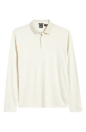 BOSS Pado 110 Long Sleeve Wool Polo - Open White