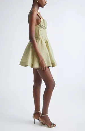 Zimmermann Rebellion Draped Linen & Silk Fit & Flare Minidress - Palm