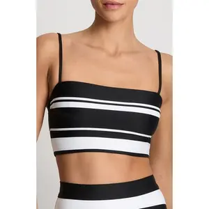 Ralph Lauren Striped Longline Bikini Top - Black/white