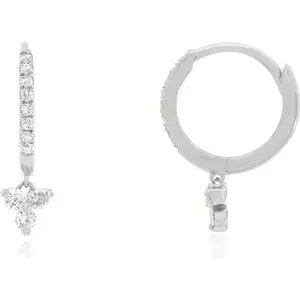THE LOVERY FINE JEWELRY Diamond Drop Dangle Huggie Hoop Earrings - White Gold