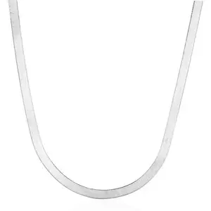 THE LOVERY FINE JEWELRY 14k Gold Mini Herringbone Chain Necklace - White Gold