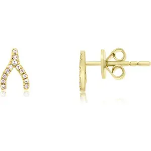 THE LOVERY FINE JEWELRY Diamond Wishbone Stud Earrings - Yellow Gold