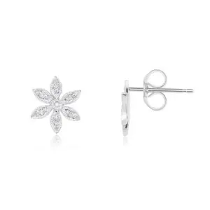 THE LOVERY FINE JEWELRY Diamond Flower Stud Earrings - White Gold