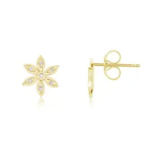 THE LOVERY FINE JEWELRY Diamond Flower Stud Earrings - Yellow Gold