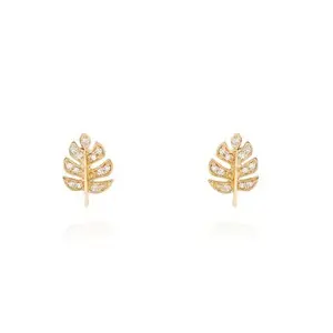 THE LOVERY FINE JEWELRY Diamond Leaf Stud Earrings