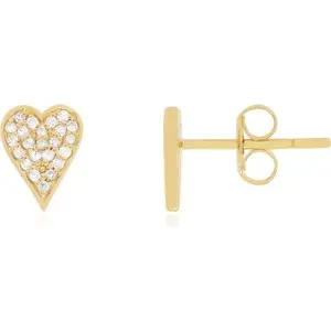THE LOVERY FINE JEWELRY Diamond Pave Heart Stud Earrings - Yellow Gold