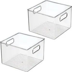 IDESIGN Pantry Storage Bins With Handles, Set Of 2 - Clear