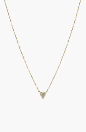 Mejuri Heart Pavé Diamond Pendant Necklace - Yellow Gold/diamond