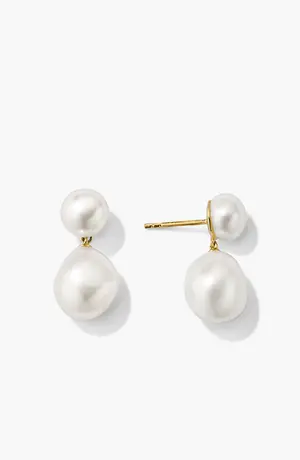 Mejuri Bold Pearl Drop Earrings - Gold/pearl