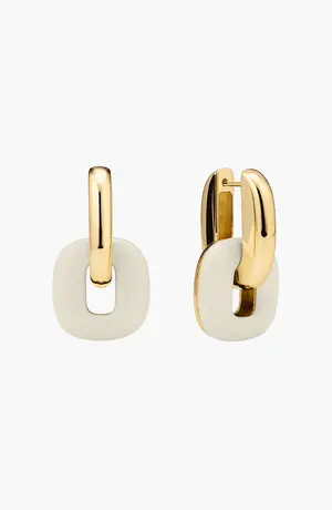 Mejuri Stevie Hoop Earrings - Cream Enamel