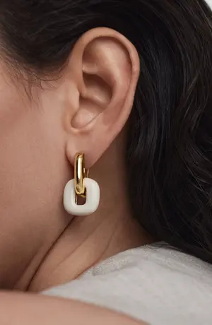 Mejuri Stevie Hoop Earrings - Cream Enamel