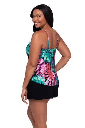 TRIMSHAPER Hank Control Swim Romper With Pockets - Hot Tropics