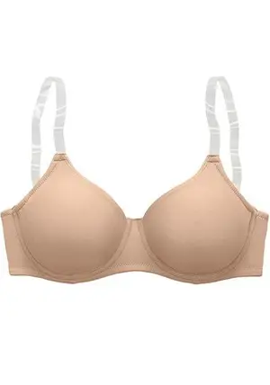 LASCANA Clear Strap Underwire T-shirt Bra - Toffee