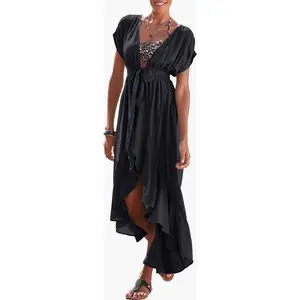 LASCANA Flounce Hem Cover Up - Black