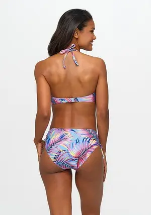 LASCANA Palm Print Mid-rise Bikini Bottom - Blue-printed