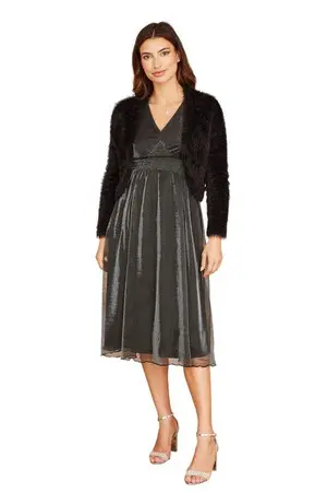 YUMI Eyelash Knit Bolero - Black