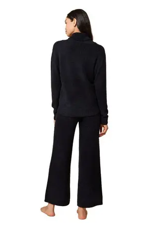 SOFTIES Ultra-marshmallow Shawl Collar With Pintuck Pant - Black