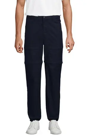LANDS' END Zip-off Comfort Waist Twill Pants - Radiant Navy