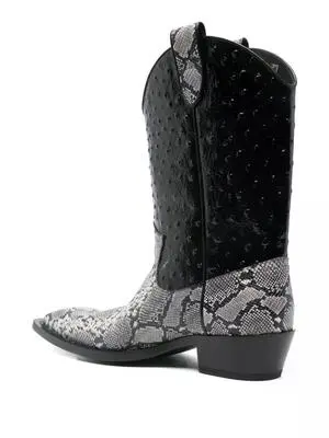 Martine Rose Snakeskin-embossed Cowboy Boots