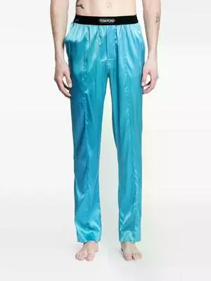 TOM FORD Logo-waistband Pyjamas - Blue