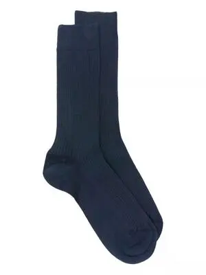 Sunspel Ribbed Socks Blue