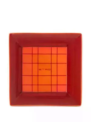 Etro Check Porcelain Tray - Orange