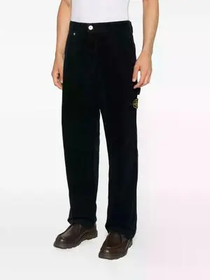 Stone Island Trousers With Compass Badge - Black
