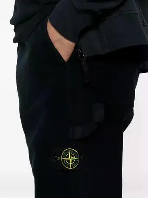 Stone Island Trousers With Compass Badge - Black