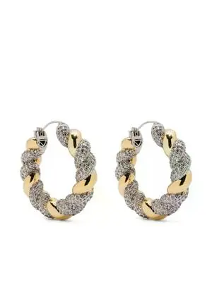 Eddie Borgo Two-tone Pavé Rope Hoop Earrings - Silver