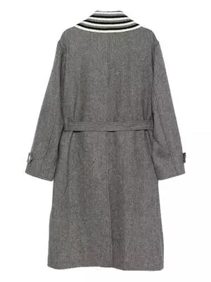 Drole De Monsieur Striped-collar Belted Coat