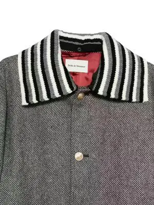 Drole De Monsieur Striped-collar Belted Coat