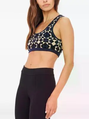 The Upside Cosmo Alma Geometric Knit Crop Top - Blue